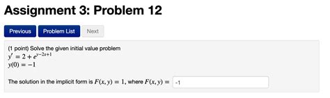 Solved Assignment 3 Problem 12 Previous Problem List Next