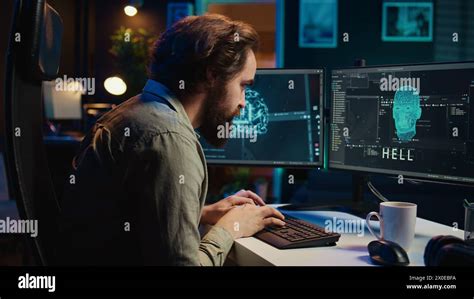 Computer Engineer Updating Artificial Intelligence Algorithm Surprised After It Gains Sentience