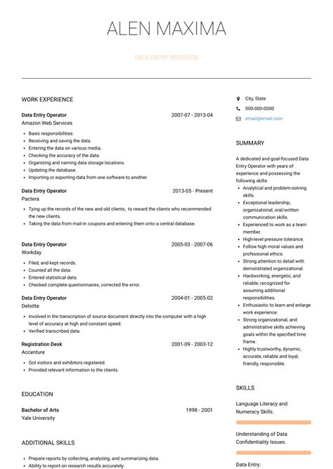 Data Entry Operator Resume Samples And Templates Visualcv