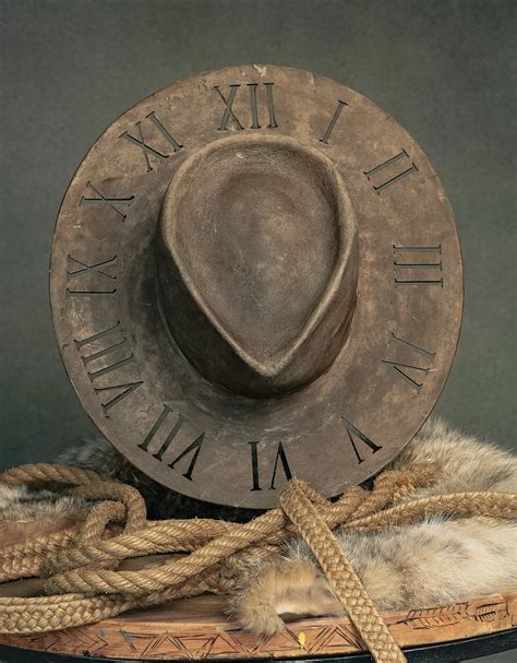 Custom Handmade Rare Distressed Clock Hat Roman Numerals Engraved Custom Handmade Rare Distressed Clock Hat Roman Numerals Engraved