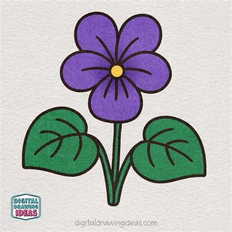 How To Draw A Violet Flower Digital Drawing Ideas