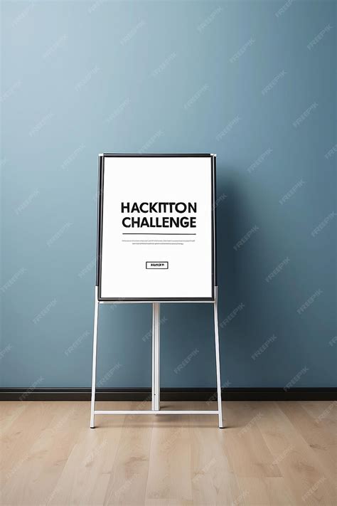 Premium Photo Tech Hackathon Coding Challenge Rules Signage Mockup With Blank White Empty