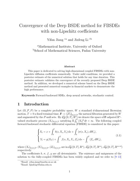 Pdf Convergence Of The Deep Bsde Method For Fbsdes With Non Lipschitz