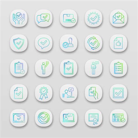 Approve App Icons Set Quality Assurance Verification And Validation Confirmation