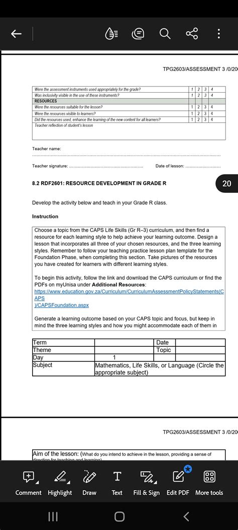 Develop The Activity Below And Teach In Your Grade R Class Instruction