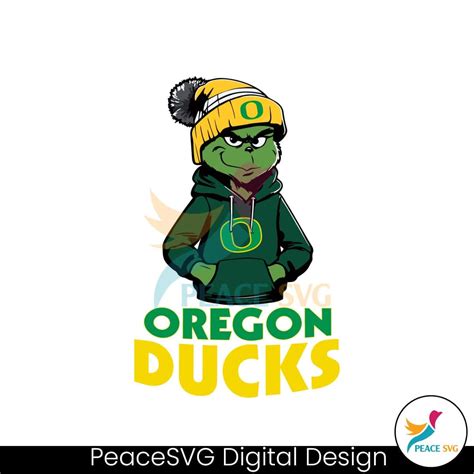 Grinchy Christmas Oregon Ducks Team Sport Svg Digital Download Peace Svg