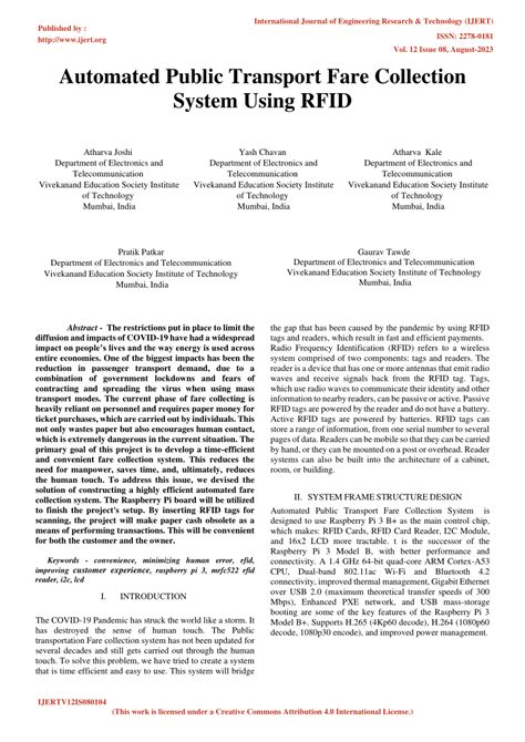 Pdf Automated Public Transport Fare Collection System Using Rfid