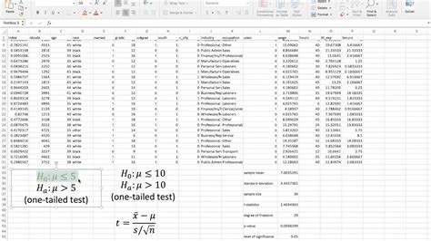 How To Do The One Tailed Hypothesis Test In Excel Youtube