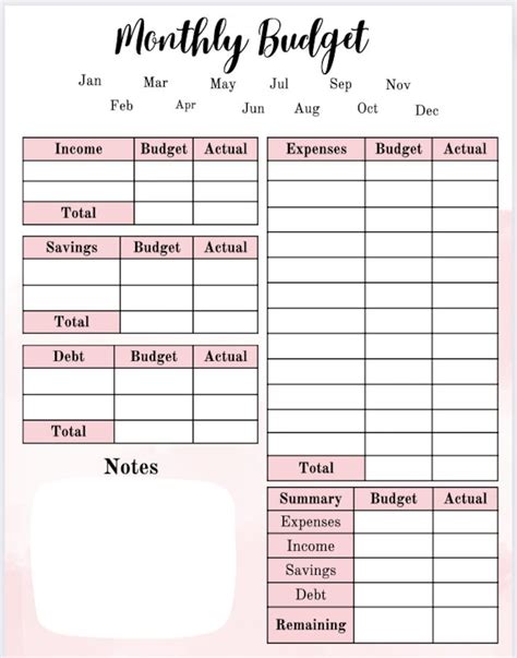 Free Printable Monthly Budget Template To Print Free Templates