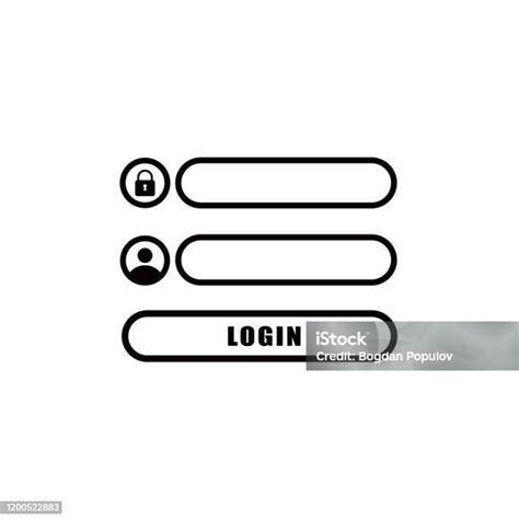 로그인 버튼 아이콘입니다 로그인할 필드와 로그인할 암호를 입력합니다 개념에 대한 스톡 벡터 아트 및 기타 이미지 개념 검은색 공란 Istock
