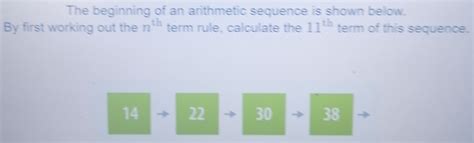 Solved The Beginning Of An Arithmetic Sequence Is Shown Below By