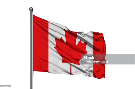 격리 된 흰색 배경 바람에 물결치는 캐나다의 국기 캐나다 깃발입니다 구름에 대한 스톡 사진 및 기타 이미지 구름 국가