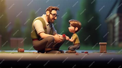 Imagem Cativante Do Dia Dos Pais Em Um Realismo 3d Minimalista Afetivo