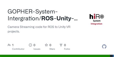 Github Gopher System Intergrationros Unity Camera Streaming Camera Streaming Code For Ros To