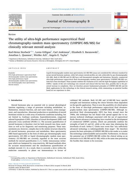 Pdf The Utility Of Ultra High Performance Supercritical Fluid Chromatographytandem Mass