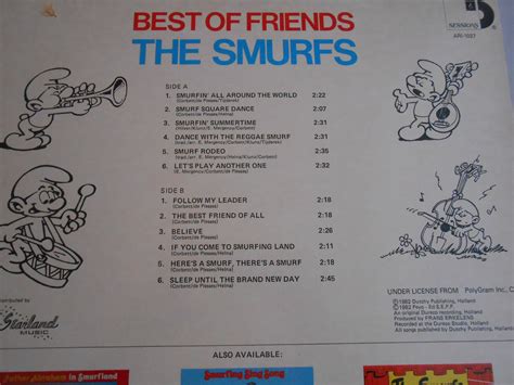 Vintage Best Of Friends The Smurfs Record 1982 Starland Music Ari