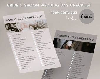 Digital Wedding Day Checklist For Wedding Party Template Canva Moh