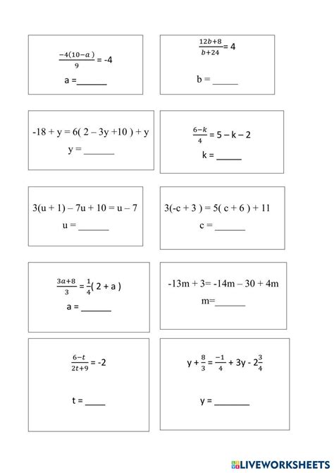 Multi Step Equations Live Worksheets
