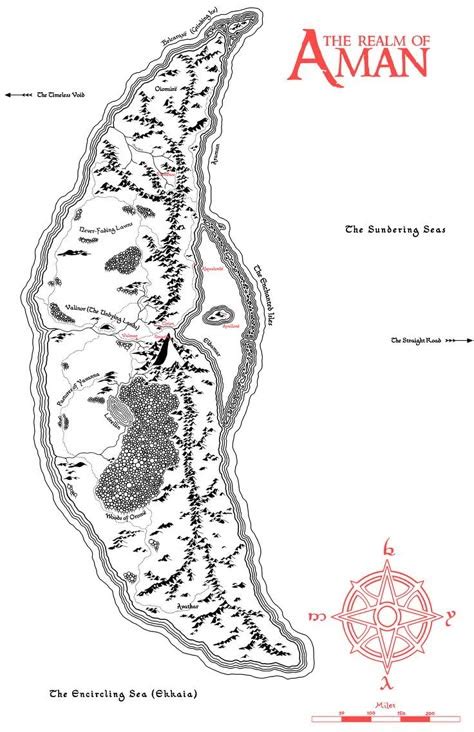 A Tolkien Style Map Of Valinor And The Surrounding Lands With
