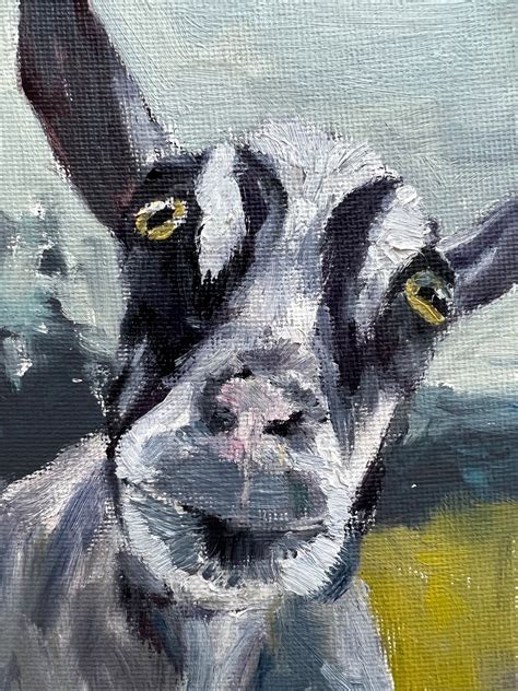 Goat Painting Original Oil On Canvas Unframed 4” By 6” Small Art Etsy
