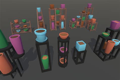 Lowpoly Plant Pots And Shelves D Props Unity Asset Store