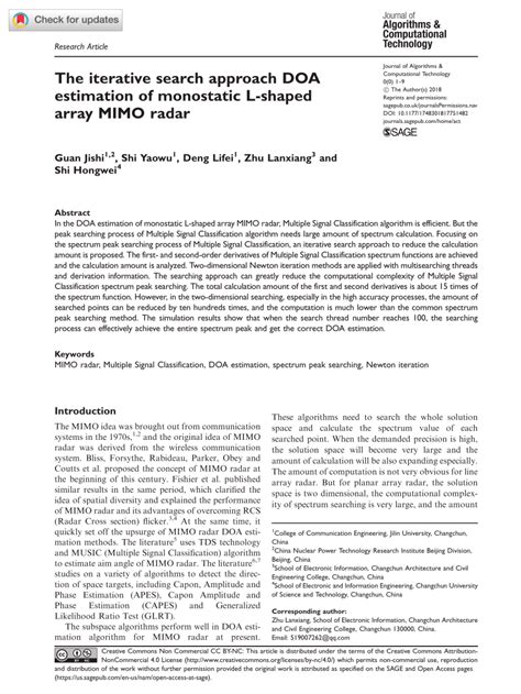 Pdf The Iterative Search Approach Doa Estimation Of Monostatic L