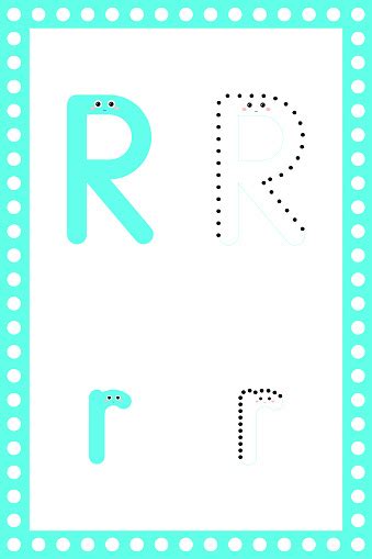 문자 R 소문자입니다 워크시트 어린이 교육 벡터 조판 알파벳순 글꼴 유치원 훈련 0명에 대한 스톡 벡터 아트 및 기타 이미지