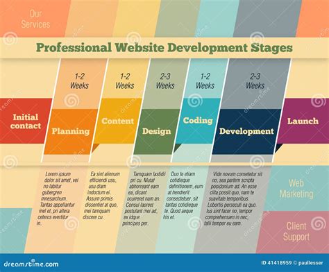 Stages In Web Design And Development Infographic Stock Vector