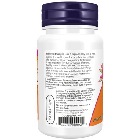 Vitamina Mk 7 K 2 100mcg 60 Now Foods Carrefour