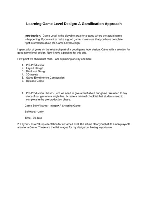 Learning Game Level Design A Gamification Approach Pdf 3 D