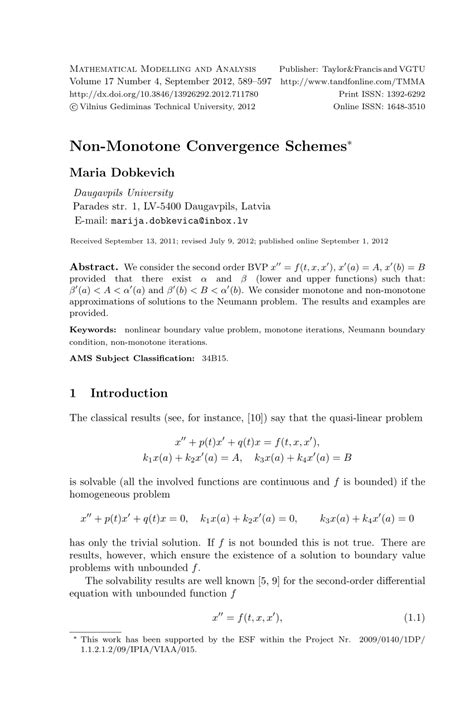 Pdf Non Monotone Convergence Schemes