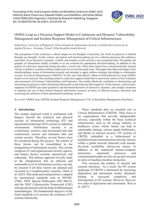 Pdf Ooda Loop As A Decision Support Model To Continuous And Dynamic Vulnerability Management