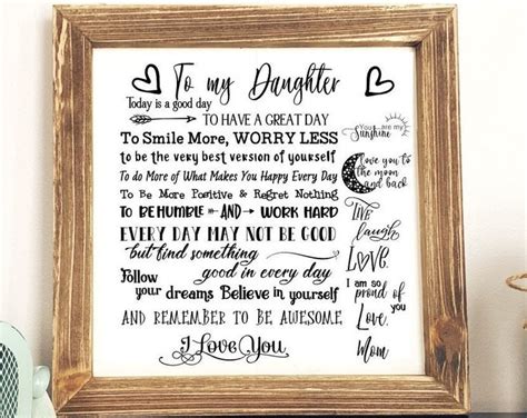 To My Daughter Svg Inspirational Quote Sign Digital Download Etsy
