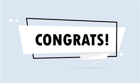 축 종이 접기 스타일의 음성 거품 배너 텍스트가 있는 포스터축하드립니다 스티커 디자인 템플릿 벡터 Eps 10 백그라운드에서 격리 기포에 대한 스톡 벡터 아트 및 기타