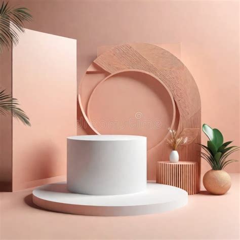 3d Rendering Minimal Geometric Background With Podium And Display For Product 3d Illustration