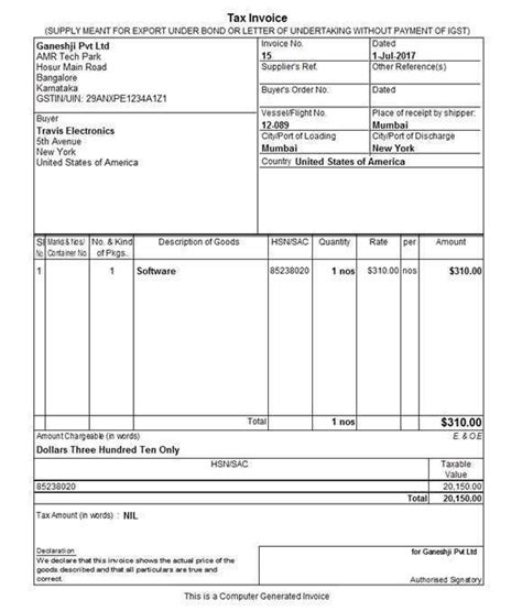 Creating Export Invoice Format Under Gst Photo With Export Invoice Format Under Gst Cards