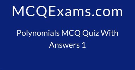 Mcq Questions For Class 9 Maths Polynomials Quiz 1