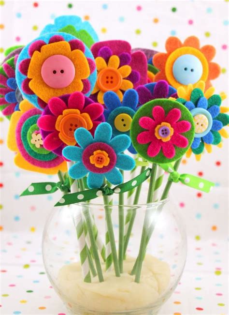 Manualidad De Piruleta Con Flores De Papel Flores De Colores Hechas
