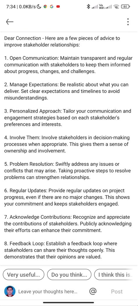 Suresh Patil On Linkedin Stakeholder Management