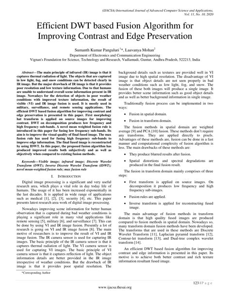 Pdf Efficient Dwt Based Fusion Algorithm For Improving Contrast And