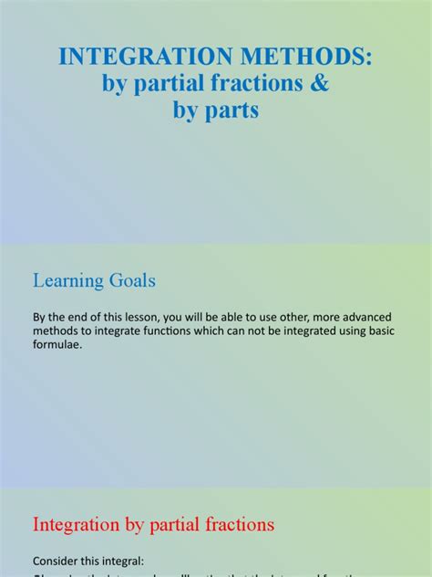 Integration Partial Fractions By Parts Pdf Integral Equations