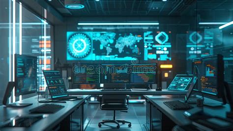 a modern marketers office with numerous computer screens displaying ai algorithms analyzing user