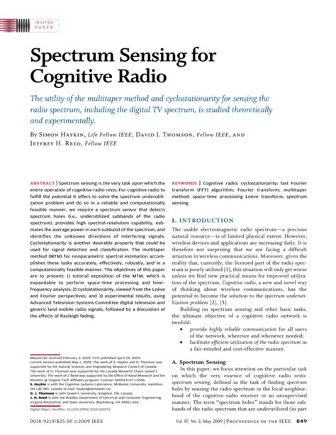 Spectrum Sensing For Cognitive Radio