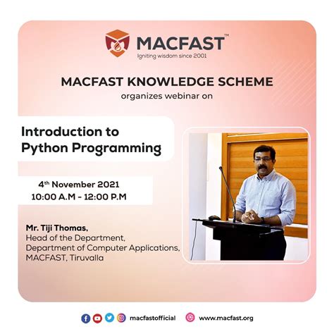Macfast Knowledge Scheme Organizes Webinar On Introduction To Python
