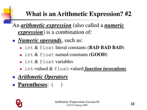 Ppt Arithmetic Expressions Lesson 1 Outline Powerpoint Presentation