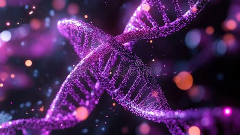 Abstract Dna Helix With Glowing Particles In Dark Background Stock Illustration Illustration