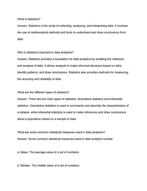 Data Analytics Lecture Notes Statistics What Is Statistics Answer