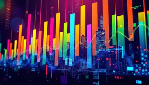 Colorful Dynamic Data Visualization Shows Vibrant Sound Waves Cityscapes Digital Elements