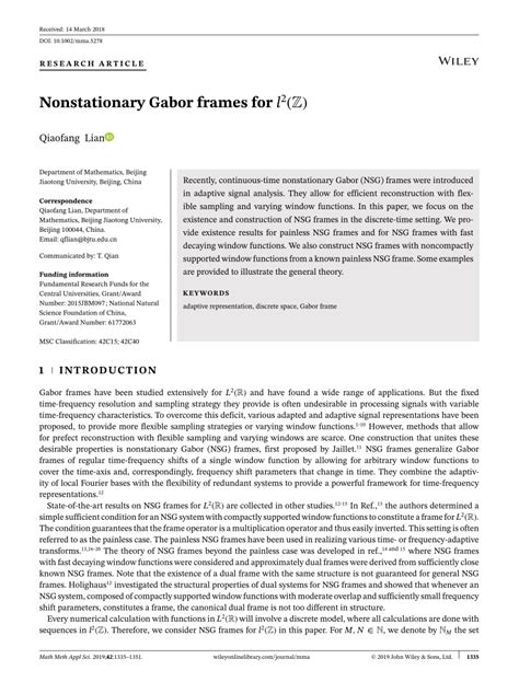 Nonstationary Gabor Frames For Request Pdf