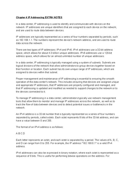 Chapter 4 Ip Addressing Extra Notes Chapter 4 Ip Addressing Extra